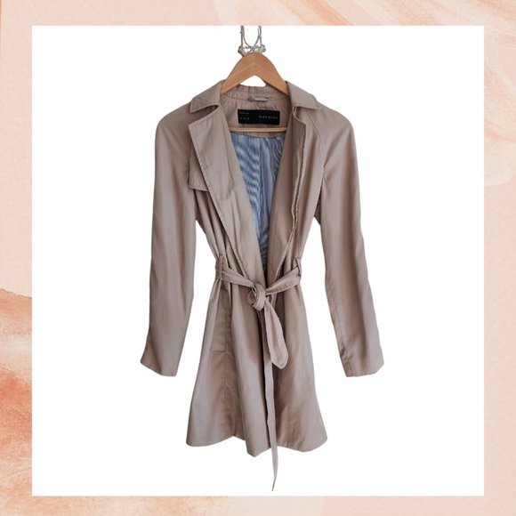 Zara | Jackets & Coats | Zara Basic Khaki Color Lined Waisttie Trench ...
